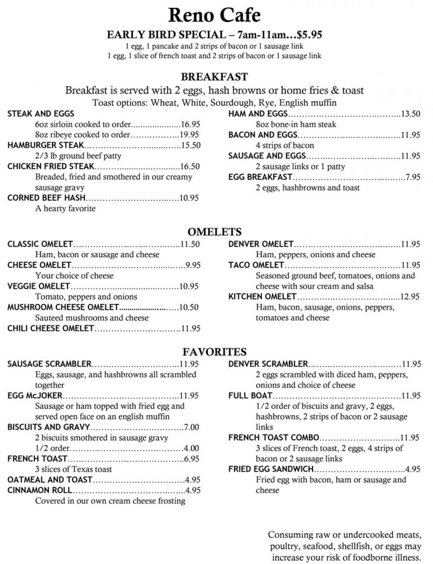 Breakfast Menu | The Reno